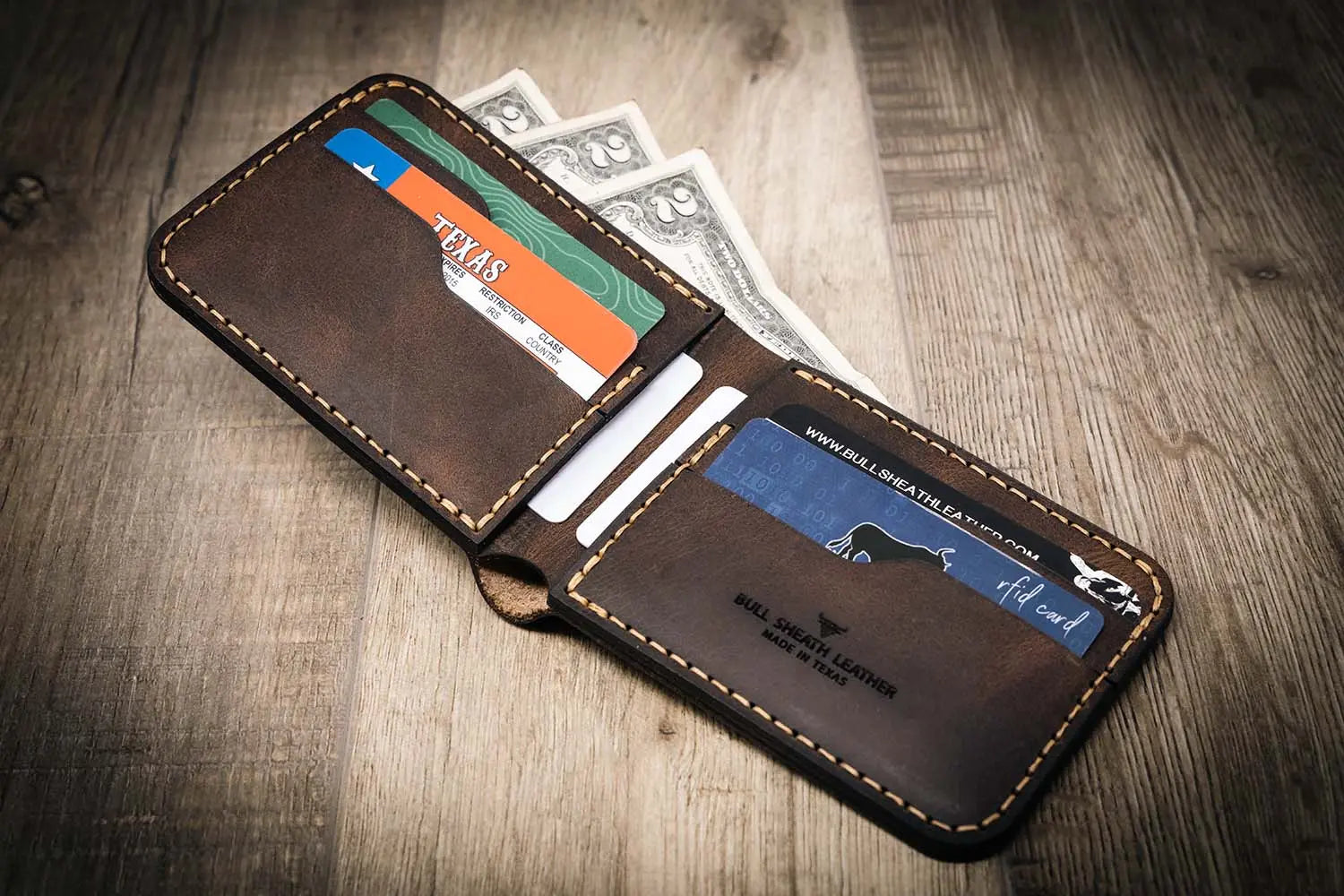 Walnut Brown Leather Bifold Wallet Engrave to Make A Custom Wallet